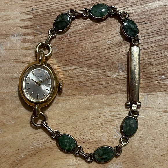 Timex | Accessories | Vintage Timex Jade Gold Bracelet Watch | Poshmark
